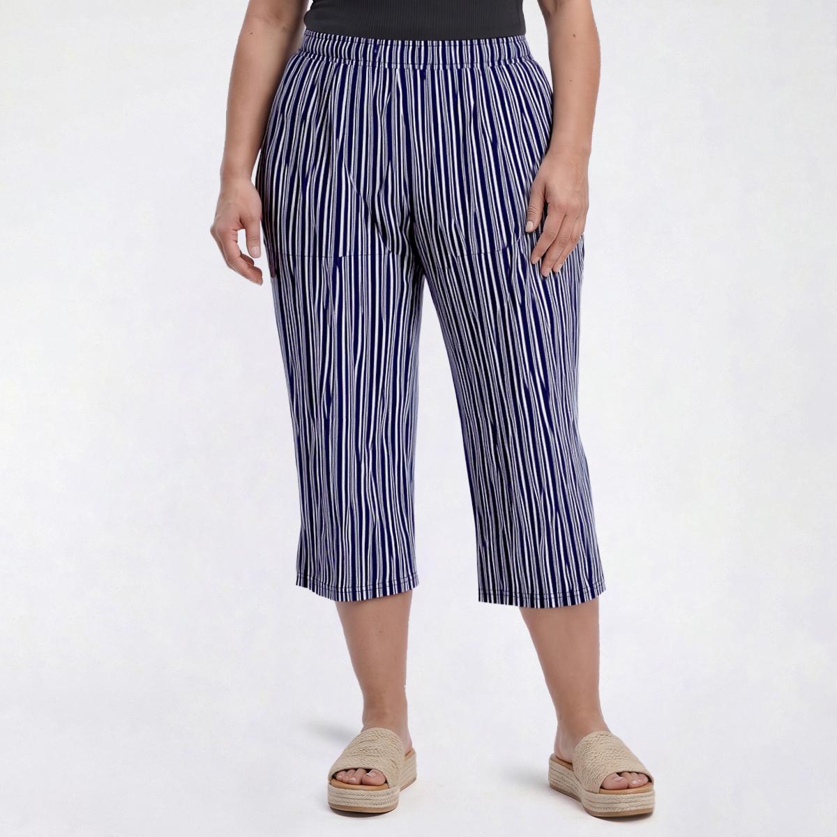 Click here for Plus Size Emily Daniels Pull On Stripe Capris with... prices